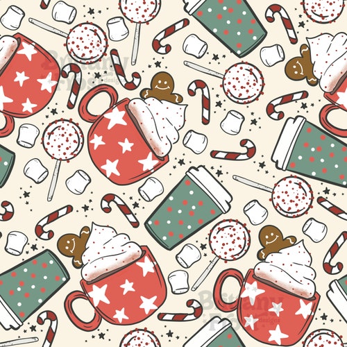 Christmas Coffee Seamless File Christmas Coffee Surface - Etsy