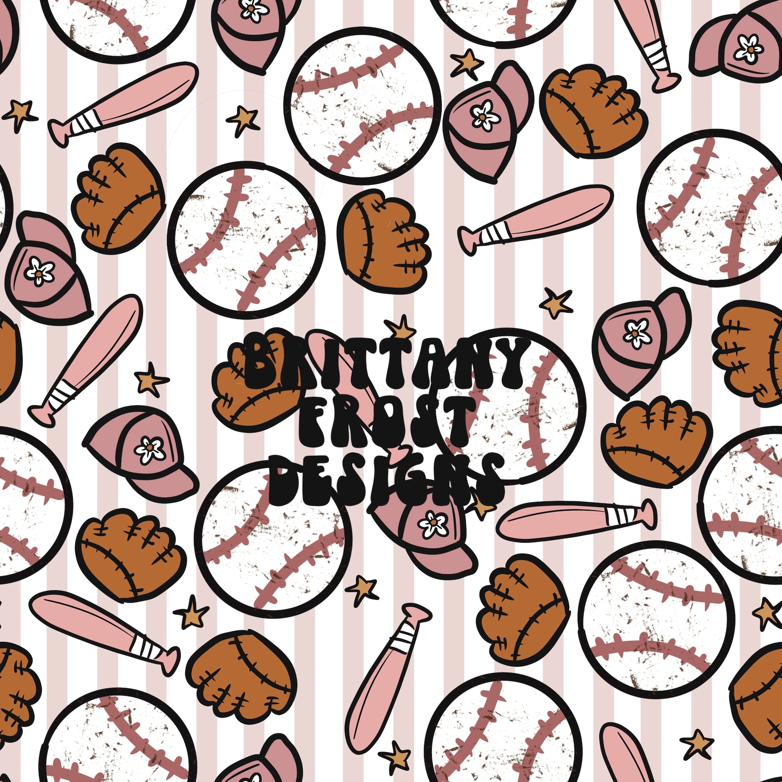 Girly Baseball Seamless File, Seamless Pattern - Etsy