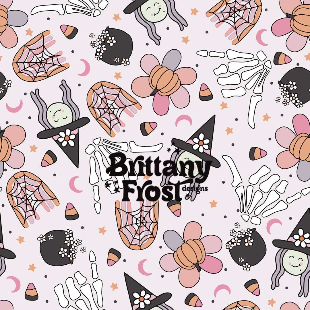 Groovy Halloween Witch Seamless File, Halloween Surface Pattern - Etsy