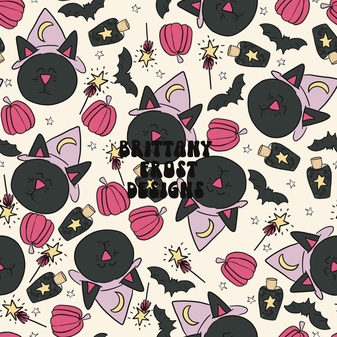 Black Cats Seamless a File, Halloween Surface Pattern - Etsy