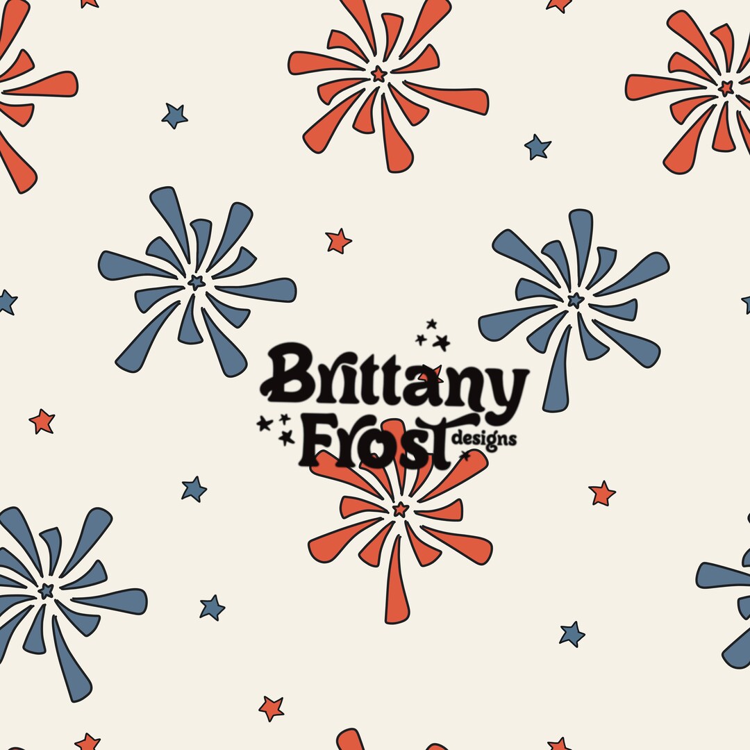Boho 4th of July Fireworks Seamless File, Fourth of July Surface ...