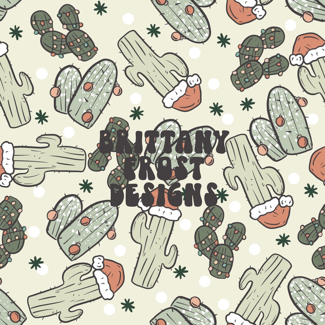 Christmas Cactus Seamless File, Cactus Seamless Pattern, Western Fabric ...