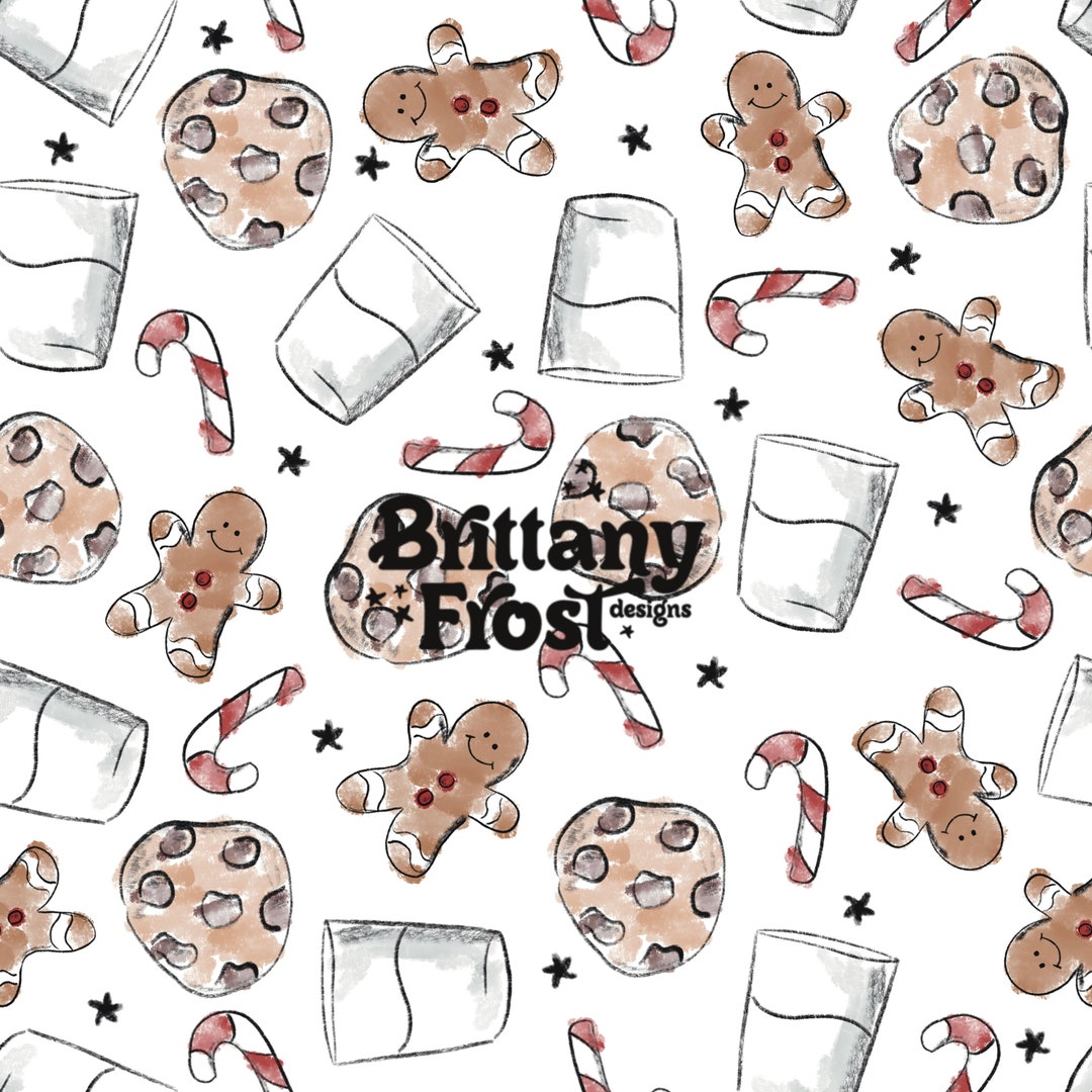 Watercolor Milk and Cookies Seamless File, Christmas Surface Pattern - Etsy