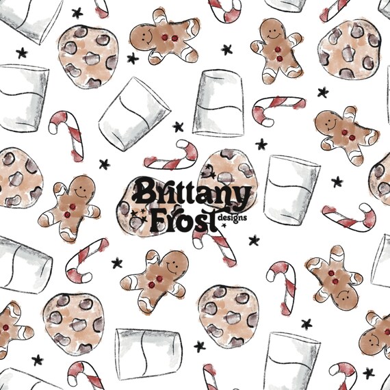 Watercolor Milk and Cookies Seamless File Christmas Surface - Etsy
