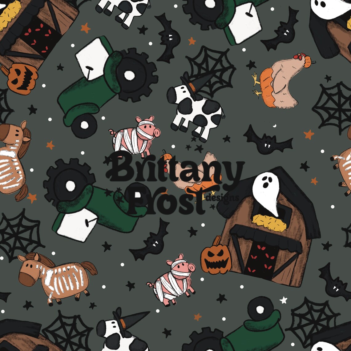 Halloween Farm Seamless File Halloween Surface Pattern - Etsy