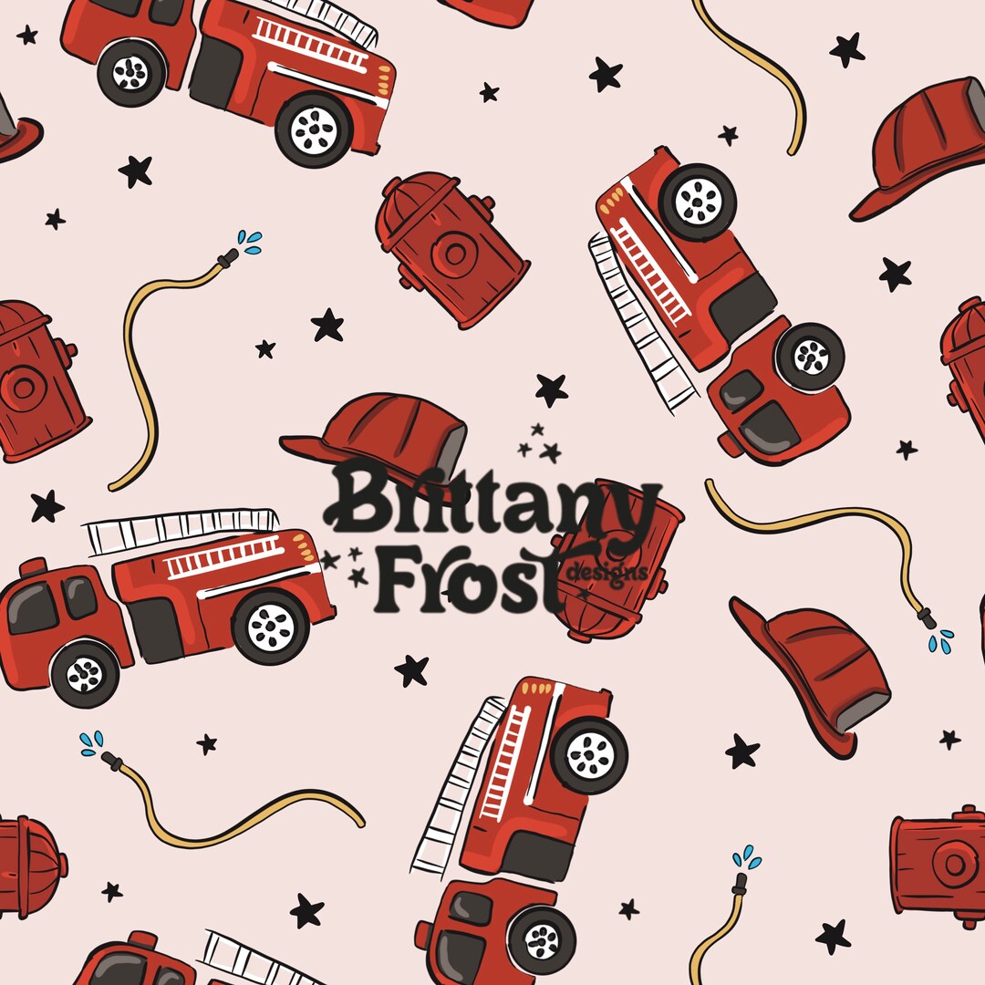 Fire Truck Pink Seamless File, Firefighter Seamless Pattern - Etsy