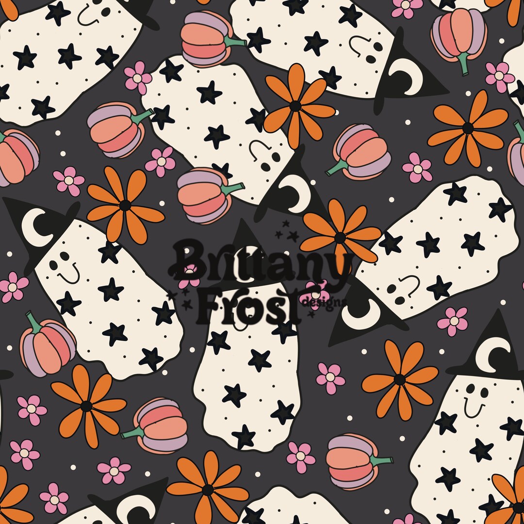 Retro Ghosts Seamless File, Halloween Surface Pattern - Etsy