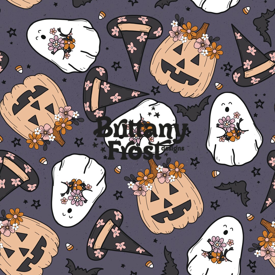 Floral Halloween Seamless File, Halloween Surface Pattern - Etsy