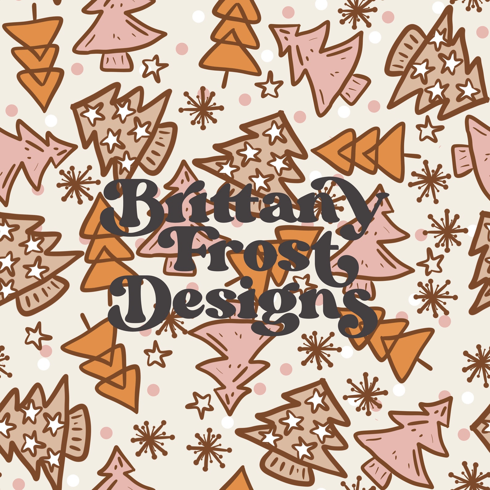 Boho Pink Christmas Trees Seamless File - Etsy