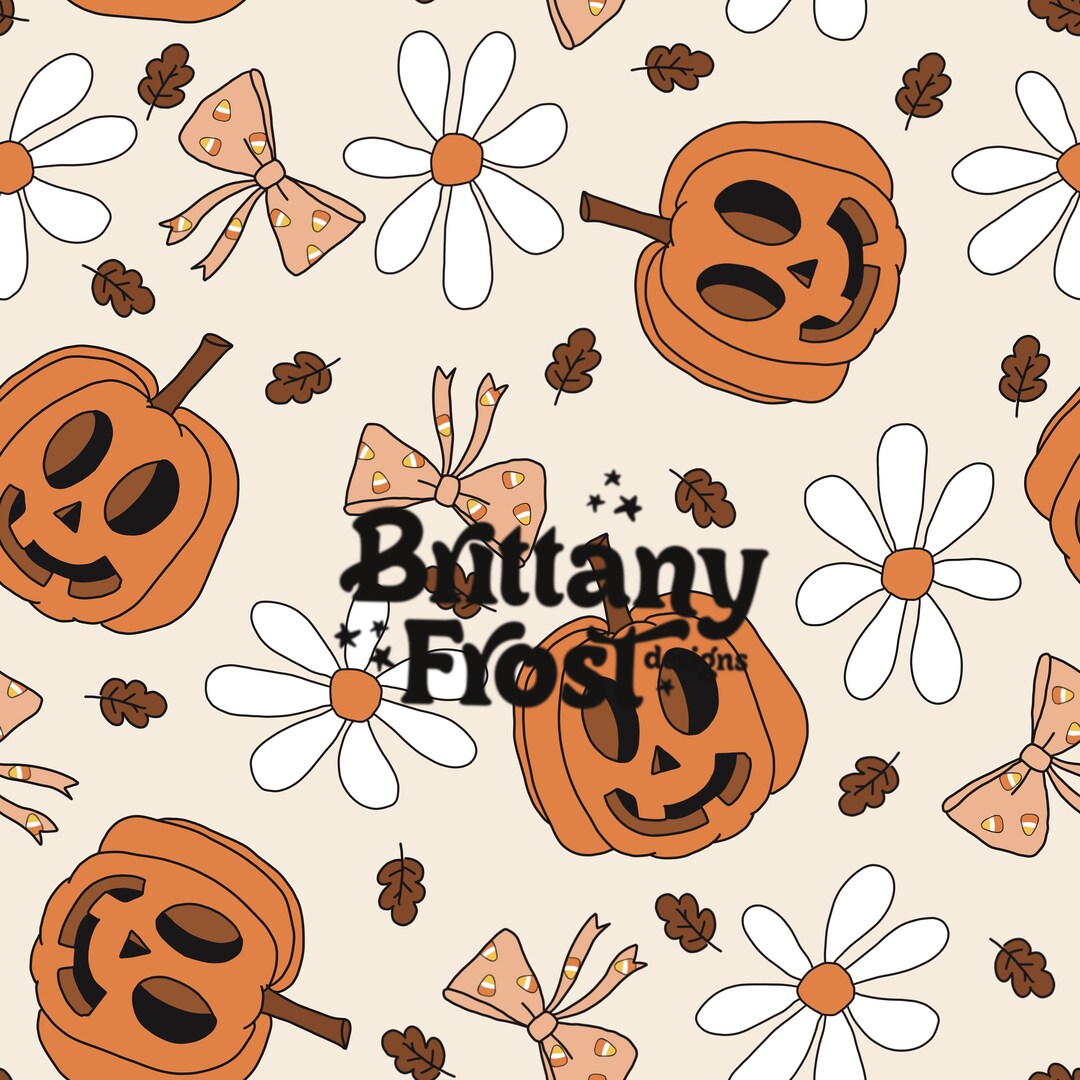 Halloween Pumpkin Bows Seamless File, Halloween Surface Pattern - Etsy