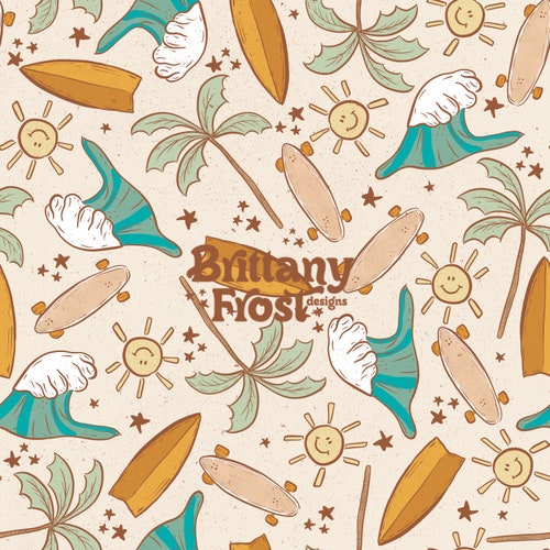 Summer Surf the Sea Boho Seamless File Repeating File - Etsy