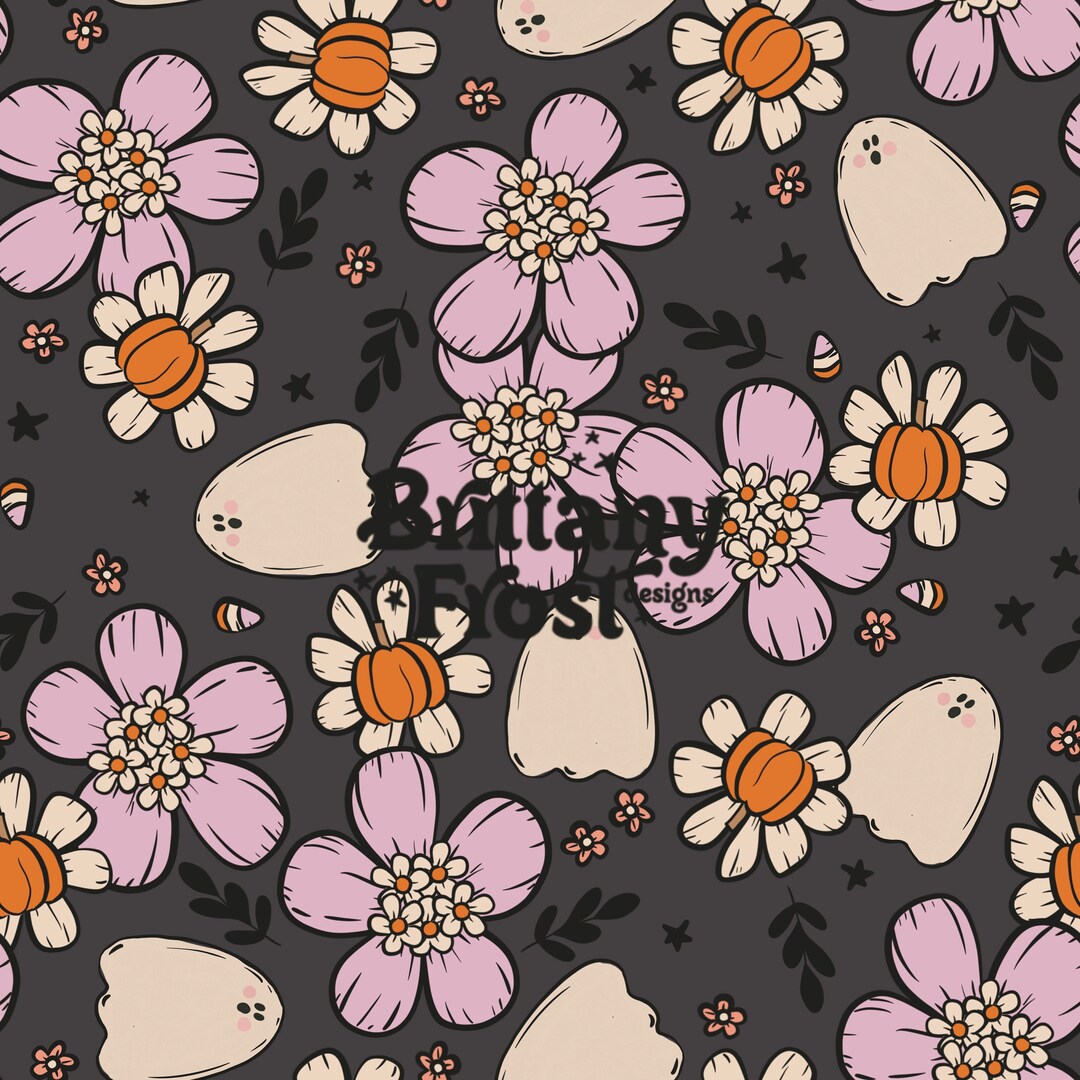 Halloween Floral Seamless File, Halloween Surface Pattern - Etsy