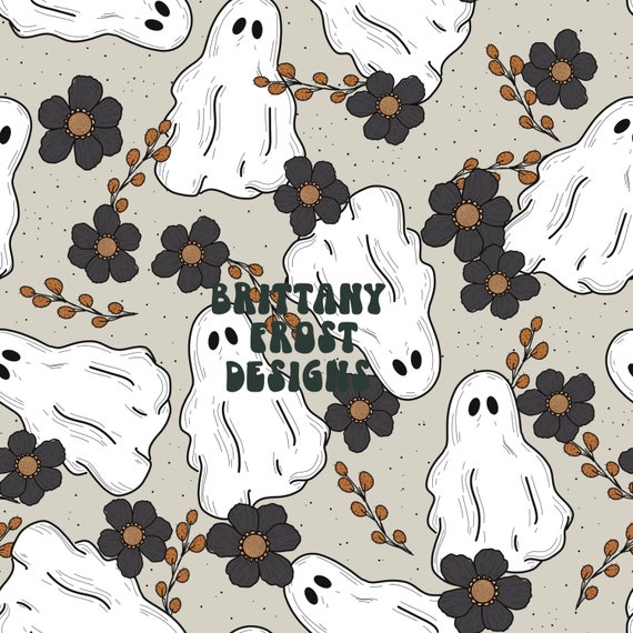 Floral Ghosts Seamless File Halloween Surface Pattern - Etsy