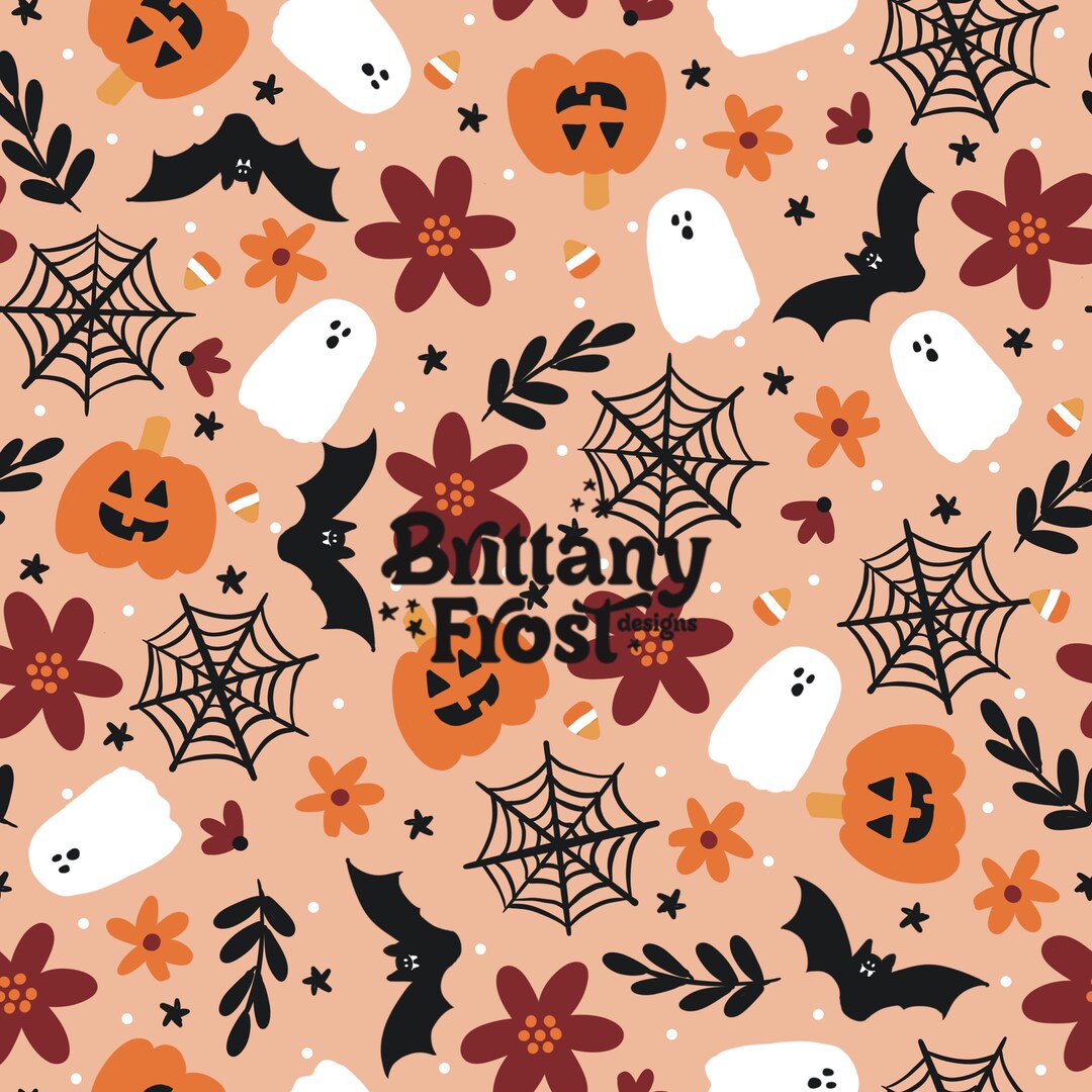 Halloween Floral Seamless File, Halloween Surface Pattern - Etsy