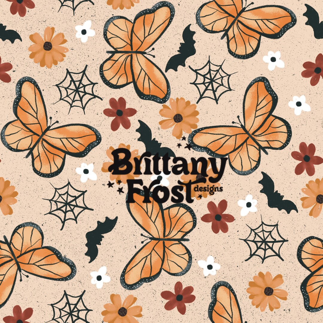 Halloween Butterfly Seamless File, Halloween Surface Pattern - Etsy
