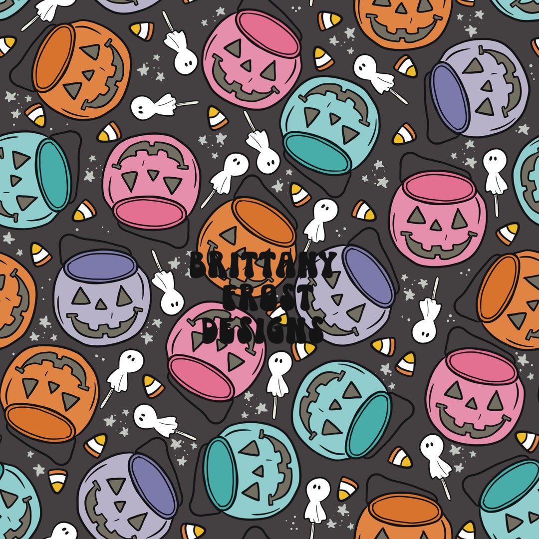 Halloween Pumpkin Pails Seamless File, Halloween Surface Pattern - Etsy