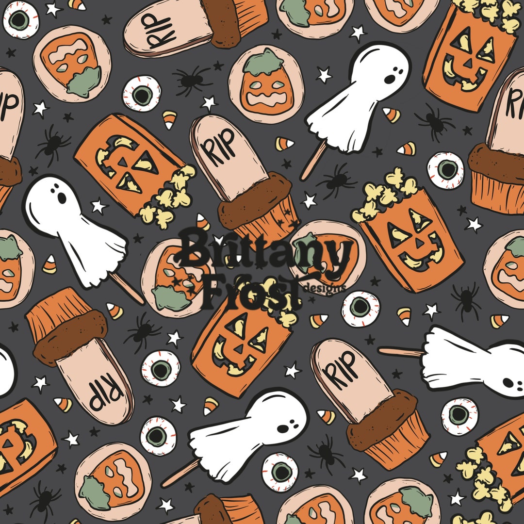 Halloween Snacks Seamless File, Halloween Surface Pattern - Etsy