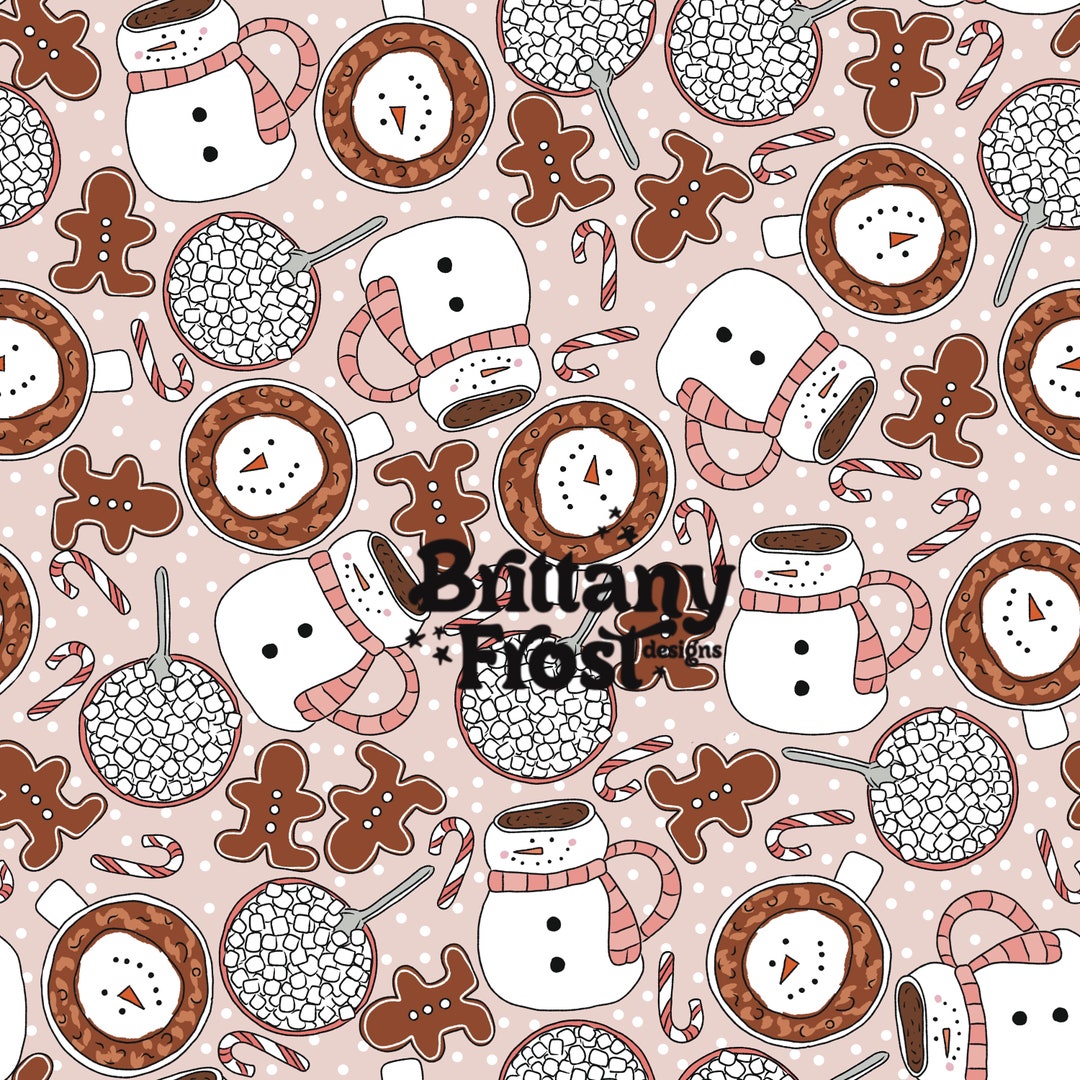 Snowmen Hot Chocolate Seamless File, Winter Surface Pattern - Etsy