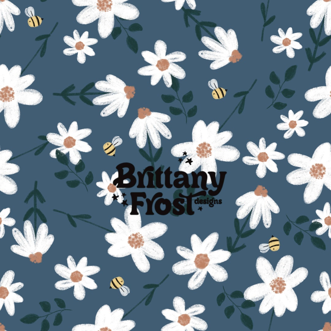 Blue Daisy Bee Seamless File, Daisy Flowers Surface Pattern - Etsy