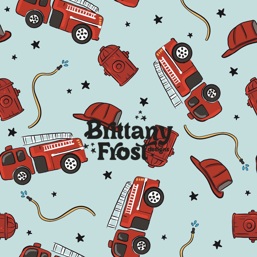 Fire Truck Seamless File, Firefighter Surface Pattern - Etsy