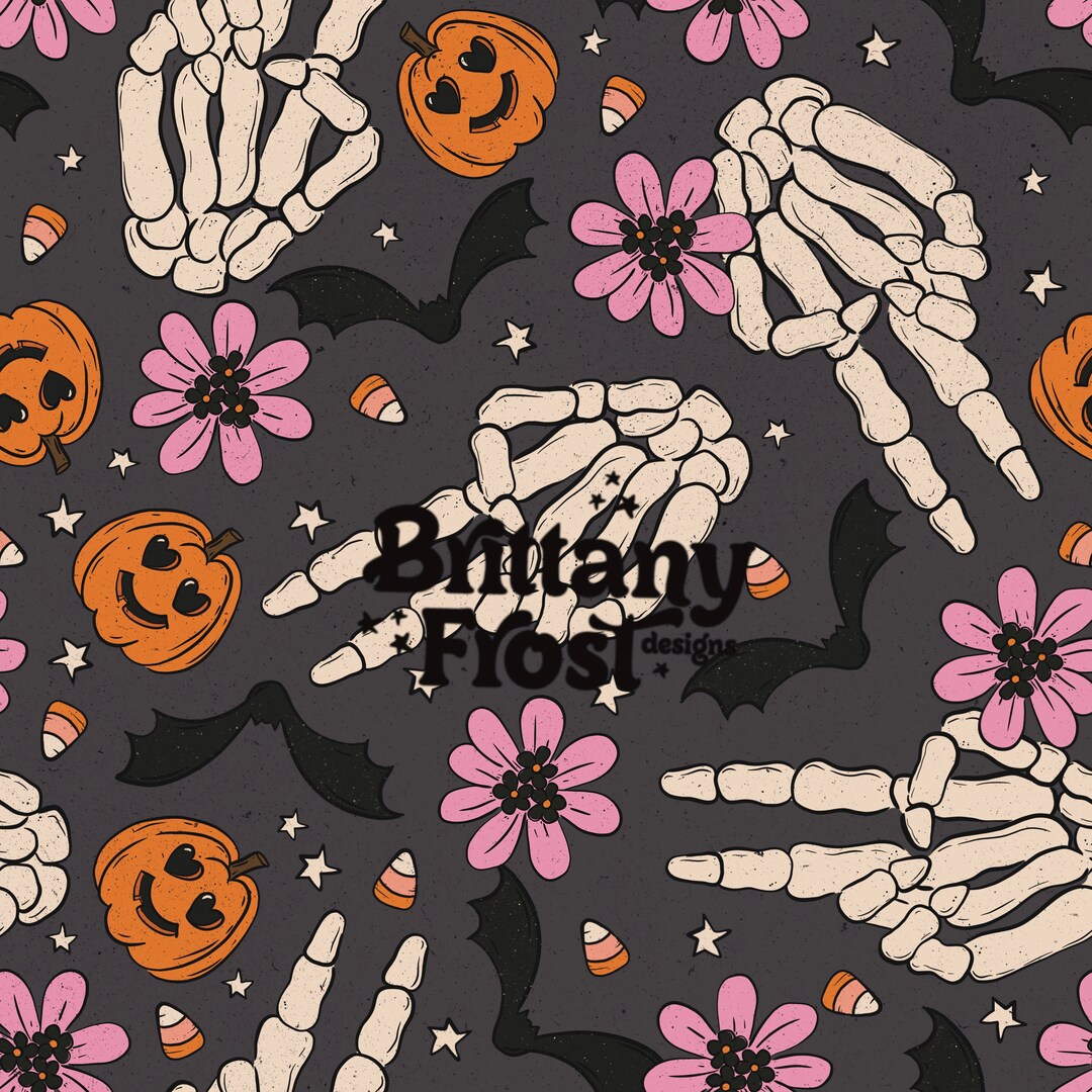 Spooky Peace Seamless File, Halloween Surface Pattern - Etsy