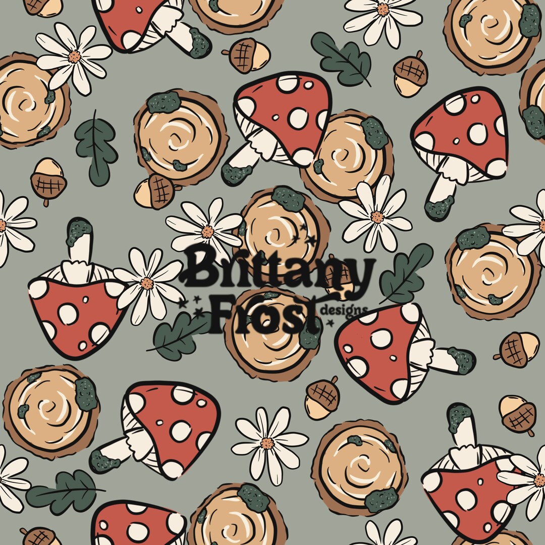 Mushroom Daisy Seamless File, Fall Surface Pattern - Etsy
