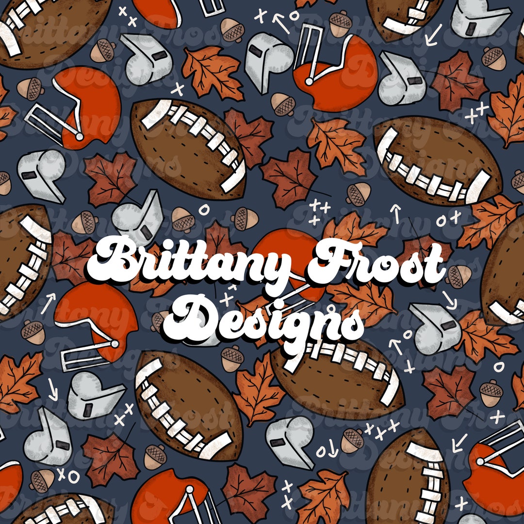 Orange and Blue Football Seamless File, Fall Football Surface Pattern ...