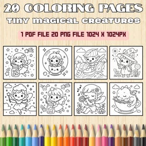 Tiny Magical Creatures Coloring Pages | 20 Cute Fairy & Elf Printable ...