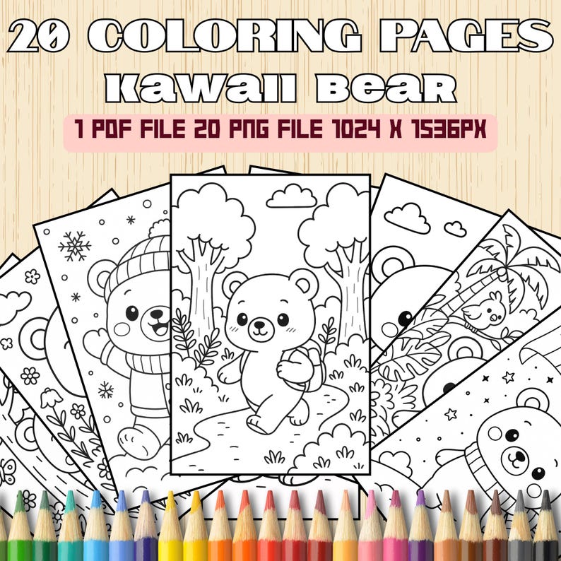Kawaii Bear Coloring Pages | 20 Cute Forest Animal Printables for Kids ...