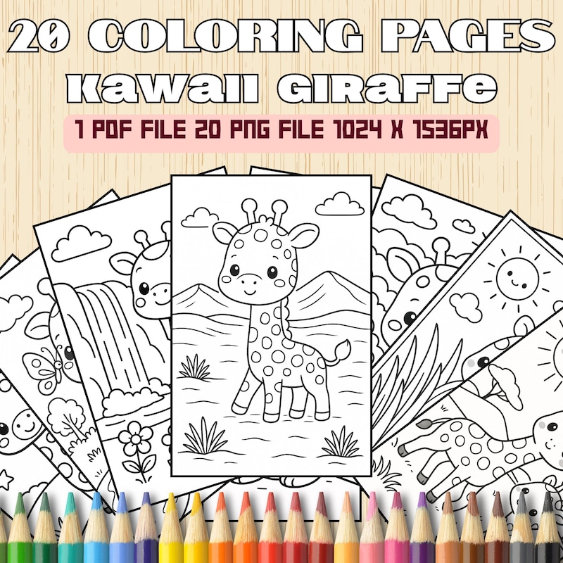 Cute Giraffe to Color - Etsy