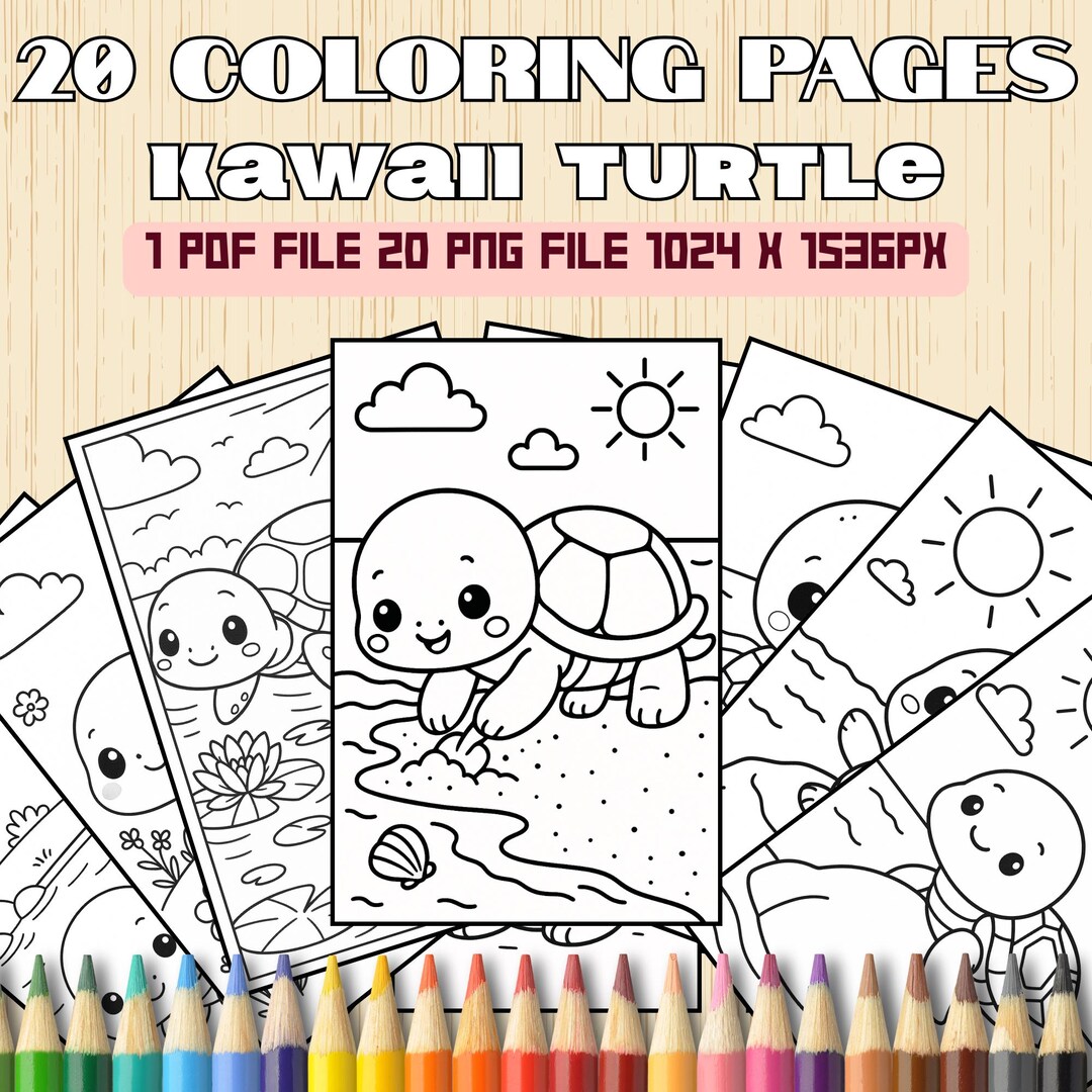Kawaii Turtle Coloring Pages | 20 Adorable Printable Sheets | Ocean ...