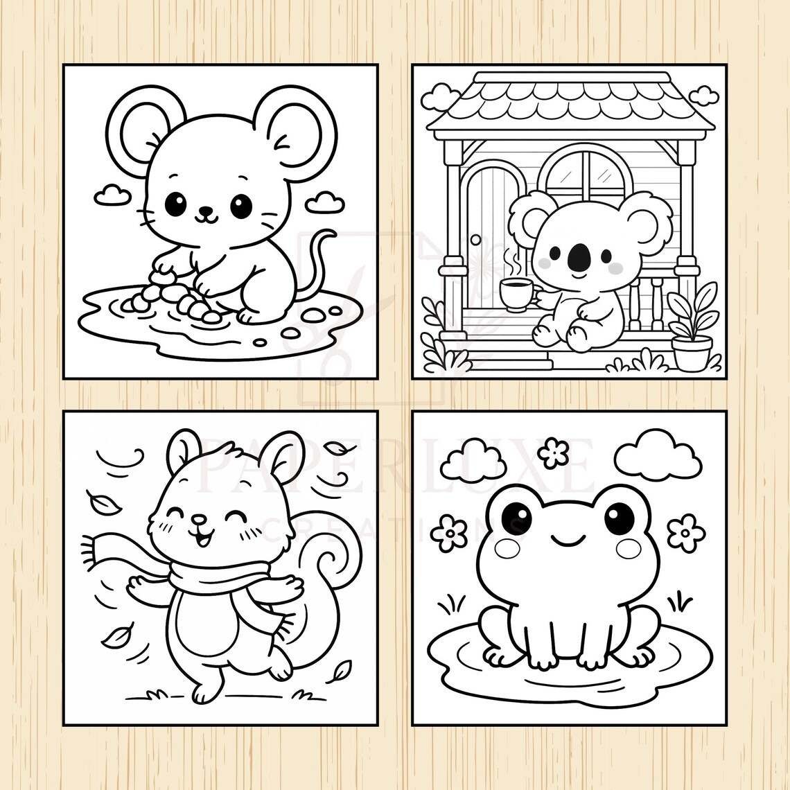 Kawaii Rainy Day Fun Coloring Pages | 20 Cute Animal Umbrella ...