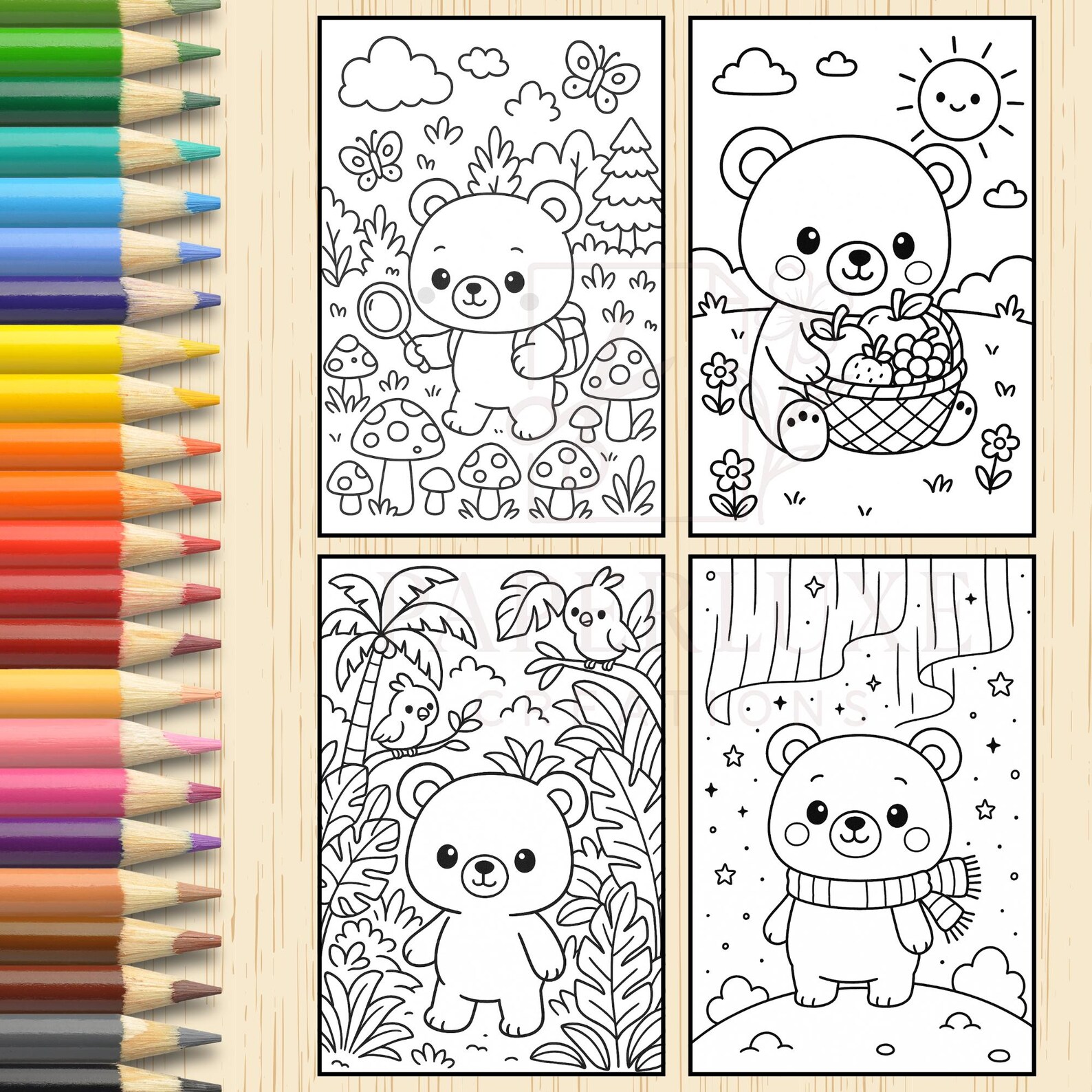 Kawaii Bear Coloring Pages | 20 Cute Forest Animal Printables for Kids ...