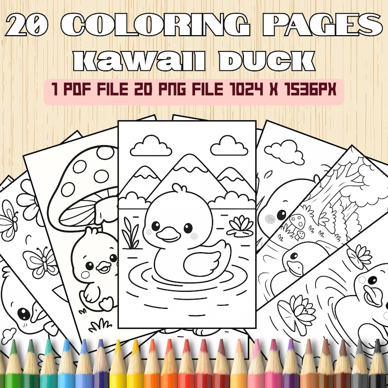 Kawaii Duck Coloring Pages | 20 Cute Farm Animal Printables for Kids ...