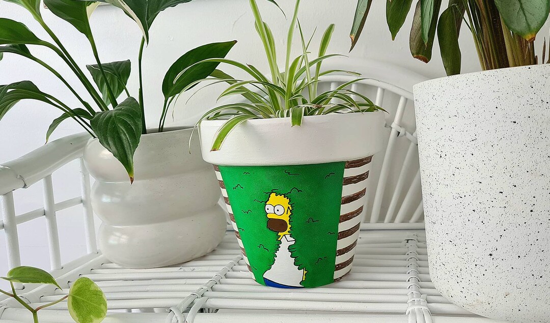 Homer Simpson, the Simpsons, Handpainted Pot, 17cm Terracotta Indoor ...