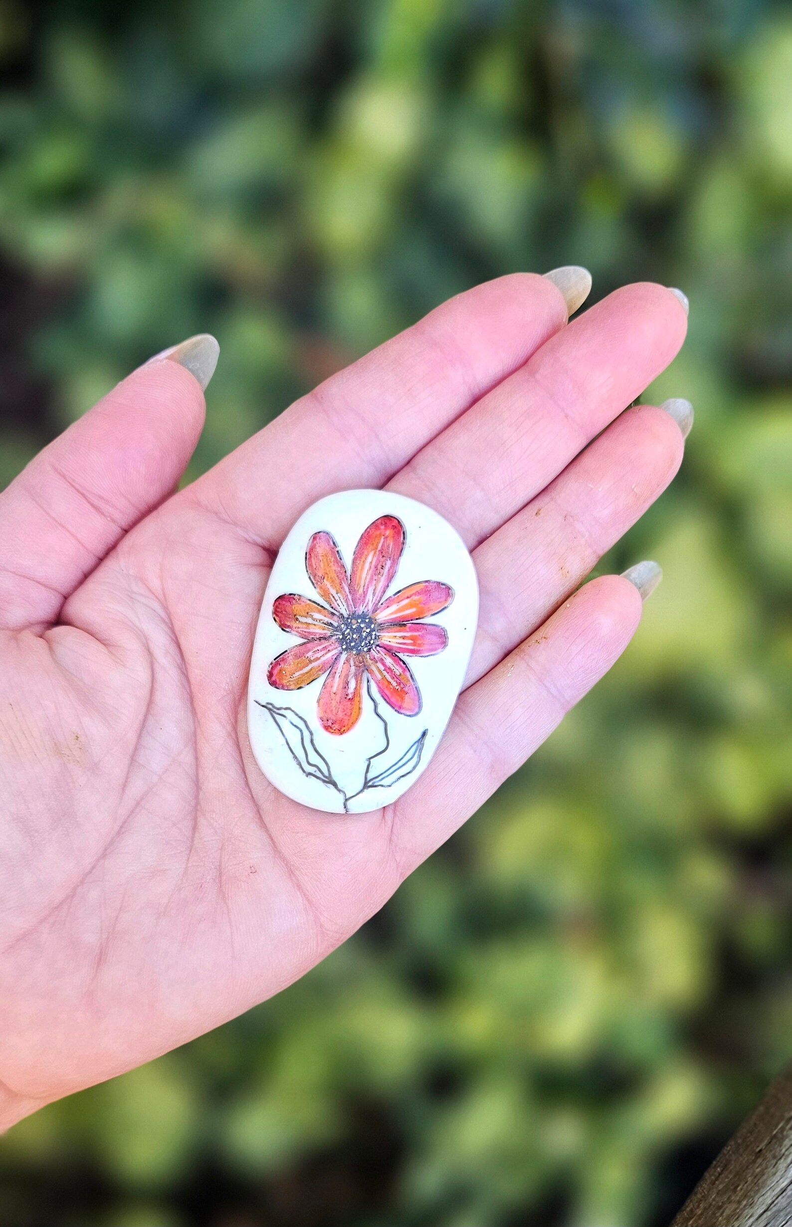 Flower Rocks Painted, Floral Designs, Pretty Plus Sparkles Hope Rock - Etsy