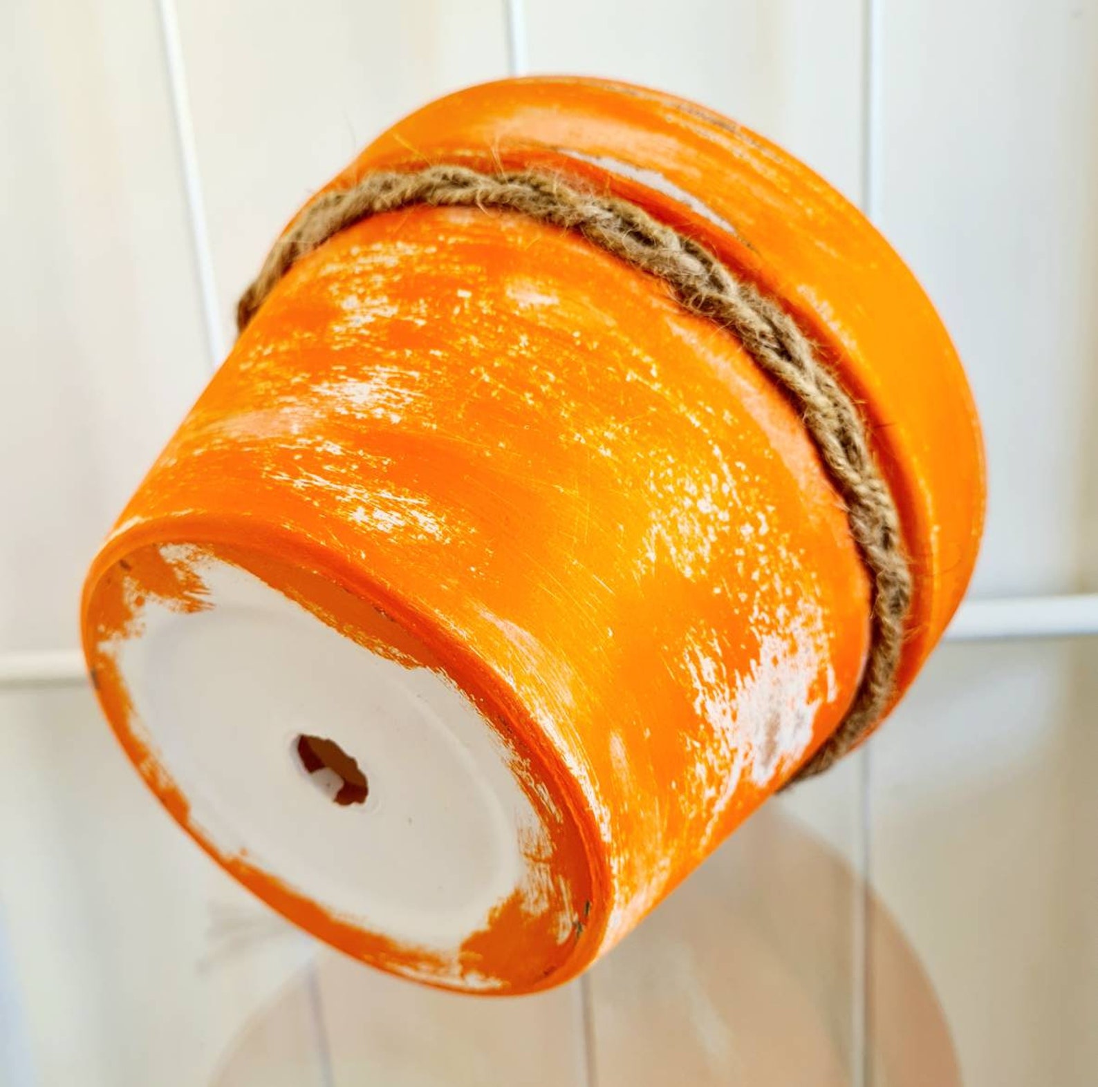 Handpainted pot Orange Rustic POT Terracotta. Rustic | Etsy