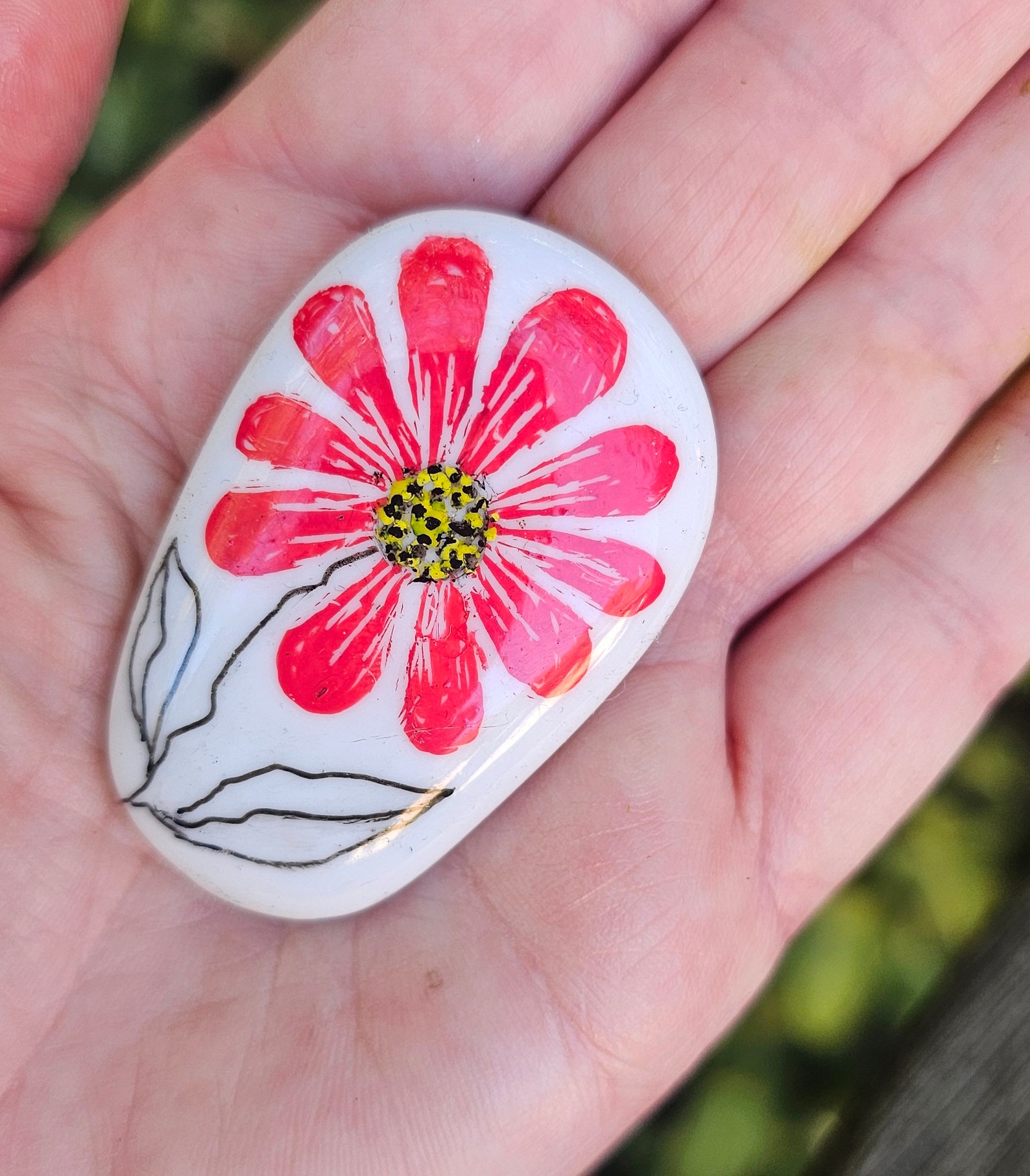 Flower Rocks Painted, Floral Designs, Pretty Plus Sparkles Hope Rock - Etsy