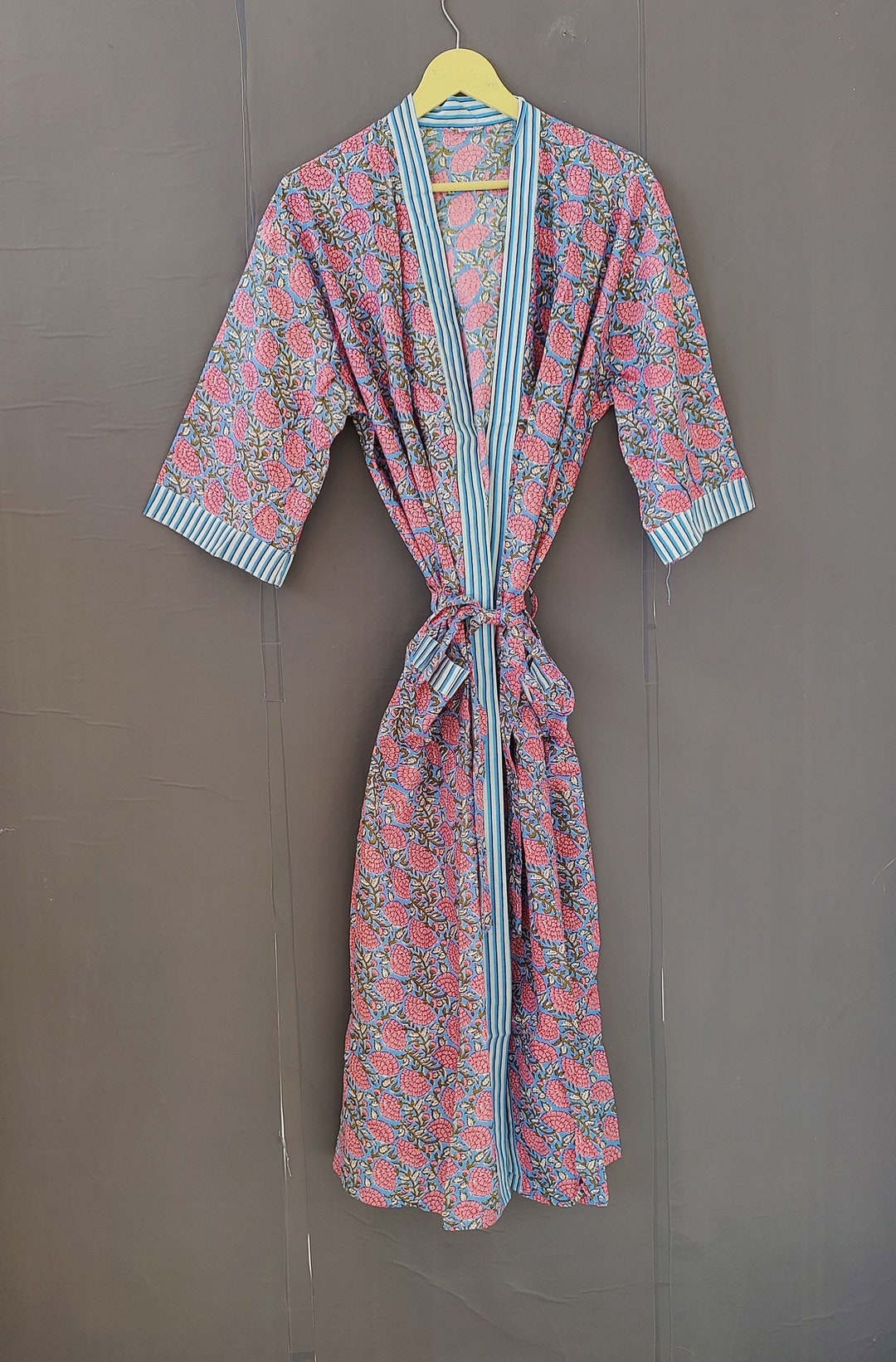 Cotton Handmade Long Kimono Robe Cotton Funky Robe Nightgown - Etsy