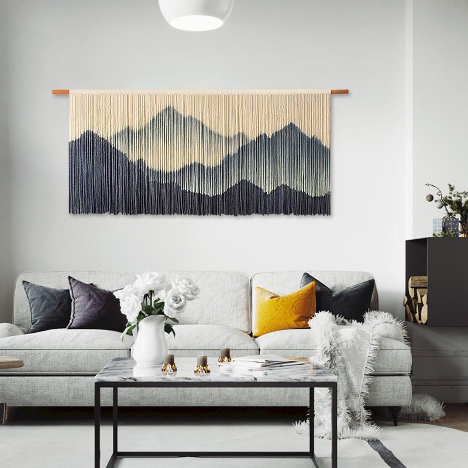 Mountain Lace Wall Hanging Hand Painted Wall Large Wall - Etsy