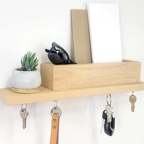 Entryway Key Rack Key Holder for Wall Shelf With Hooks - Etsy