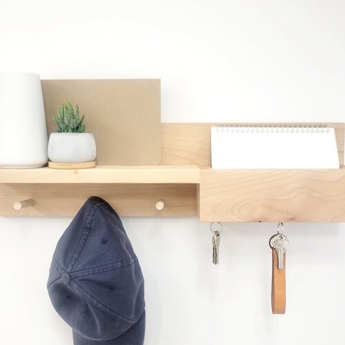 Entryway Organization Key Holder Wall Mount Coat Rack With - Etsy