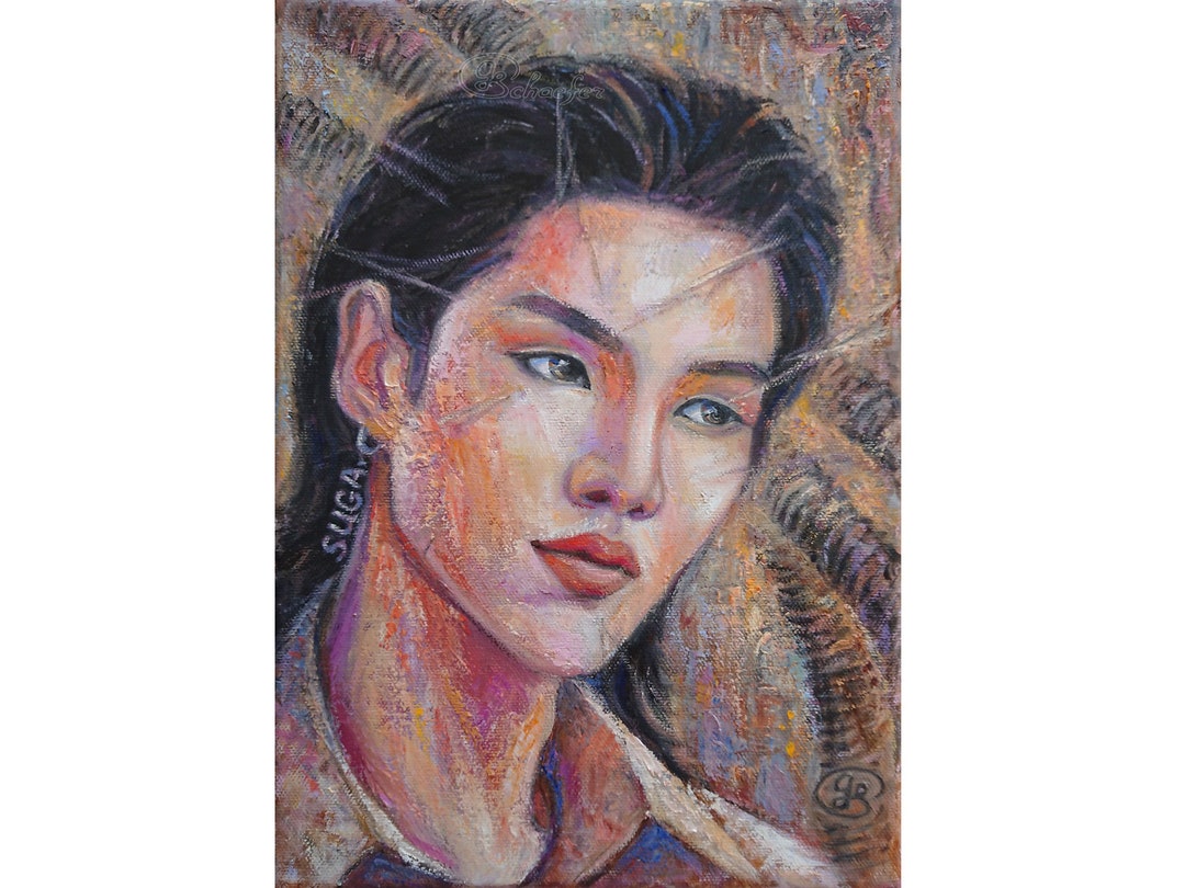 Suga Painting Min Yoongi BTS Portrait Original Art Fanart Gift for Her ...
