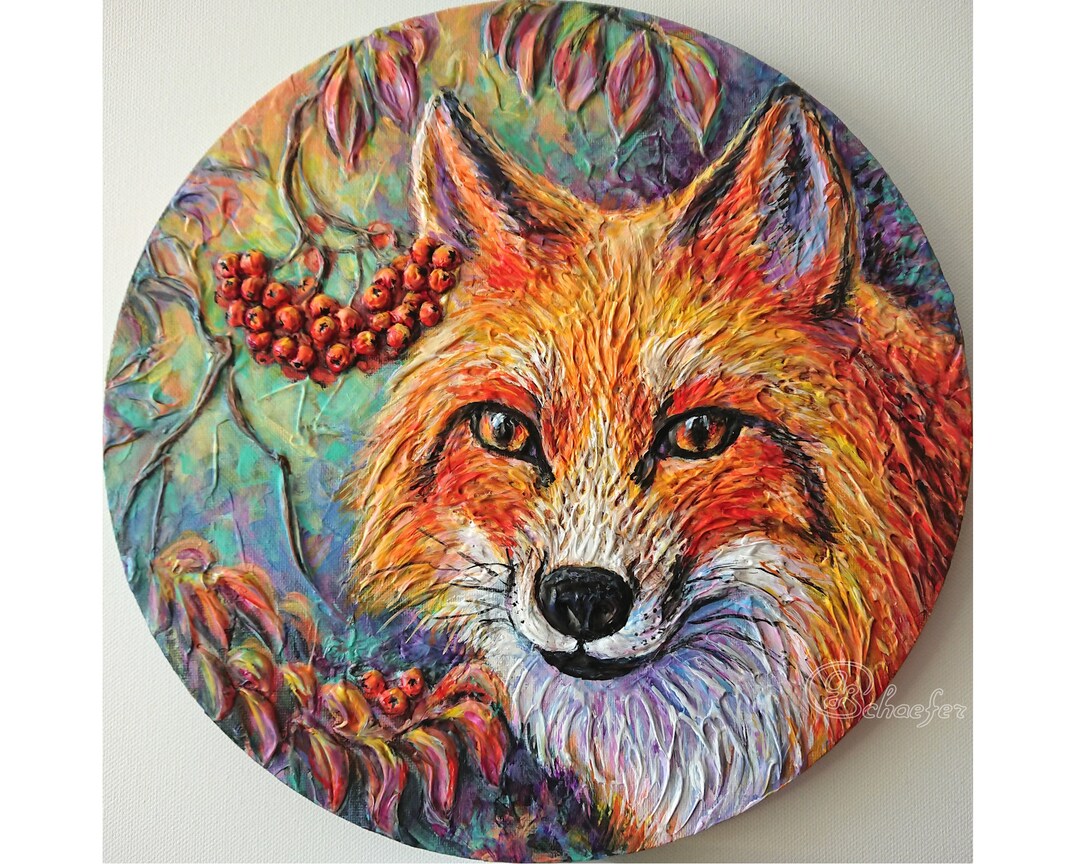 Fox Painting Wild Animals Artwork Original Rowan Art Impasto - Etsy