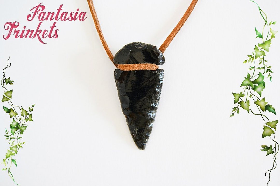 Dragonglass Dagger Genuine Black Obsidian Arrowhead Pendant - Etsy