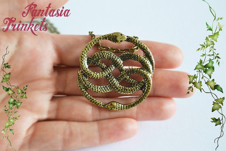 Auryn Amulet Double Snakes Brass Pendant Necklace the - Etsy