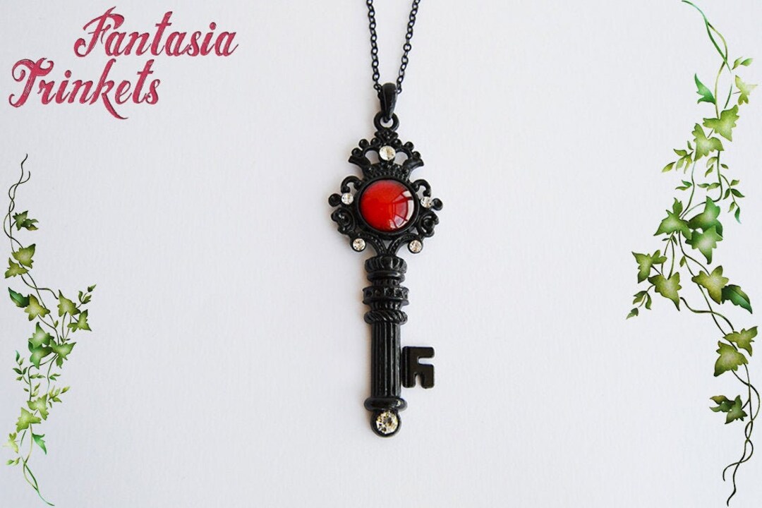 Key to Dracula's Castle Black Key With Blood Red Glass Gem Handpainted ...
