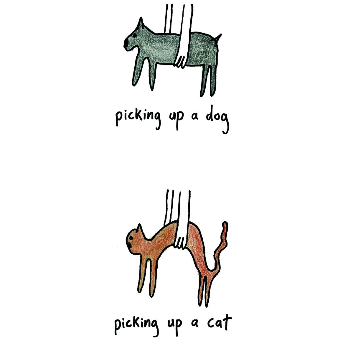 Picking up a Dog vs Picking up a Cat | Etsy