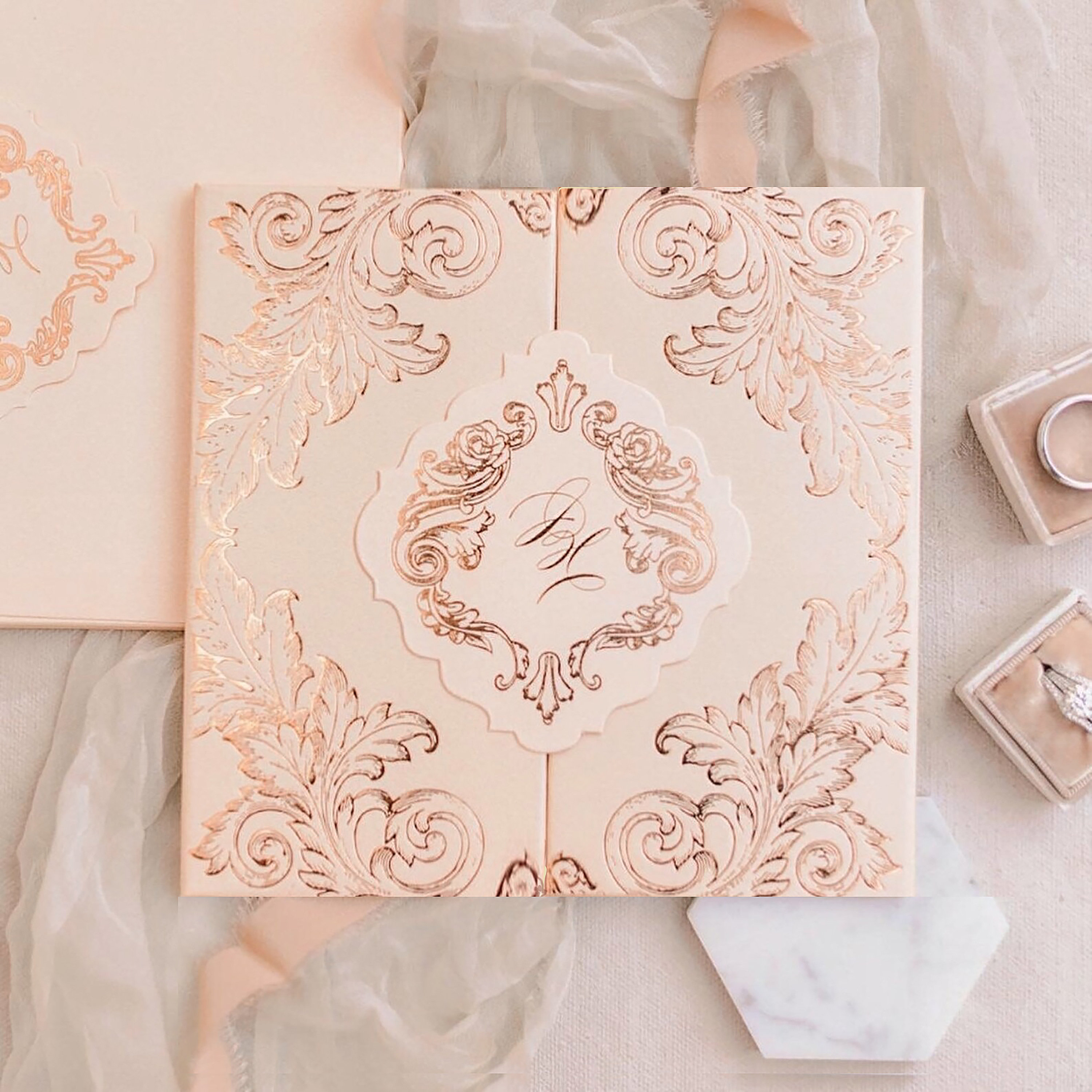 Wedding Invitation Hard Cover - Elegant Foil Wedding Invitation Suite ...