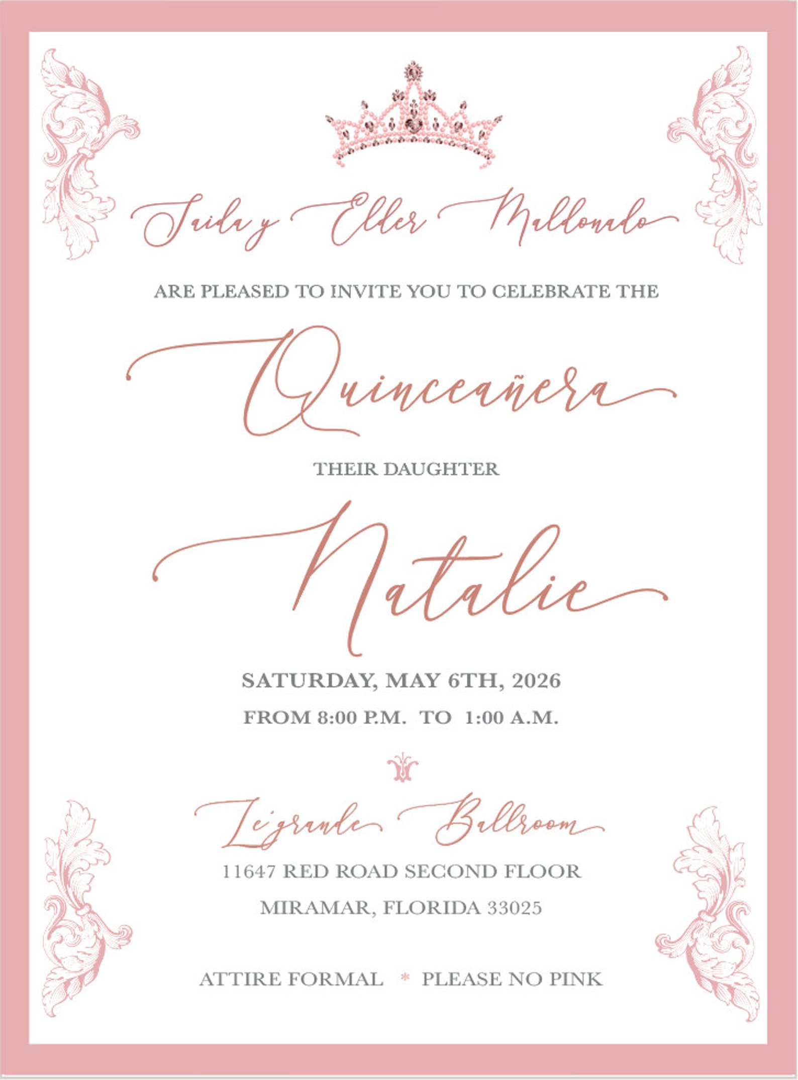 Quinceanera's Invitations Custom Elegant Designs . Custom Invitations ...